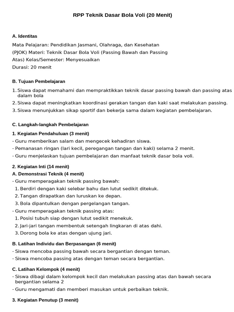 RPP_Teknik_Dasar_Bola_Voli | PDF