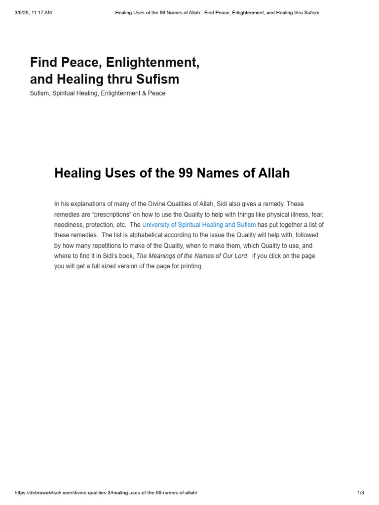 Healing Uses of The 99 Names of Allah - Find Peace, Enlightenment, and ...