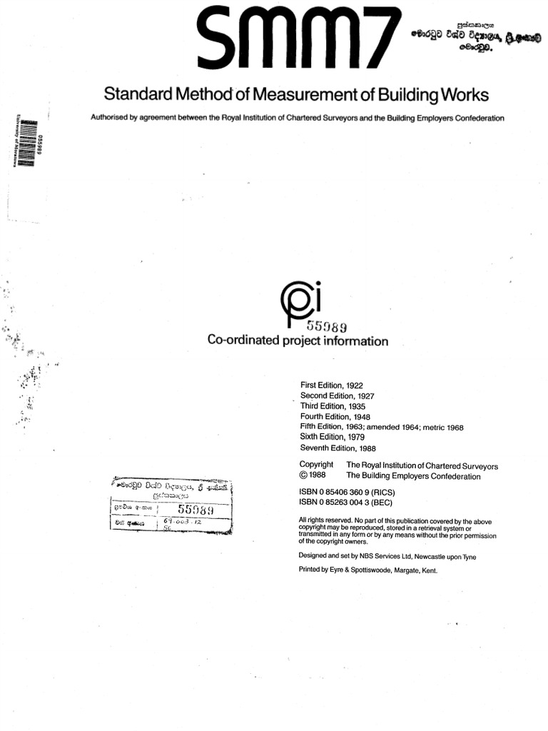 SMM7 Standard Method of Measurement of Building Works PDFDrive | PDF