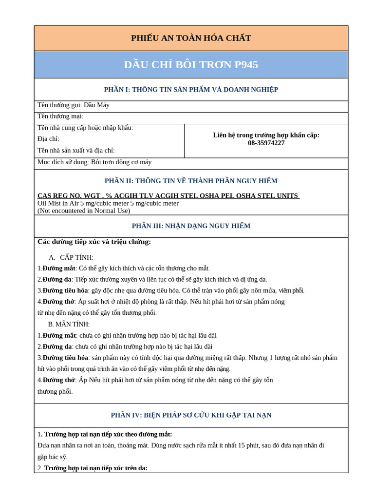 4-MSDS Dau Chi 945 | PDF