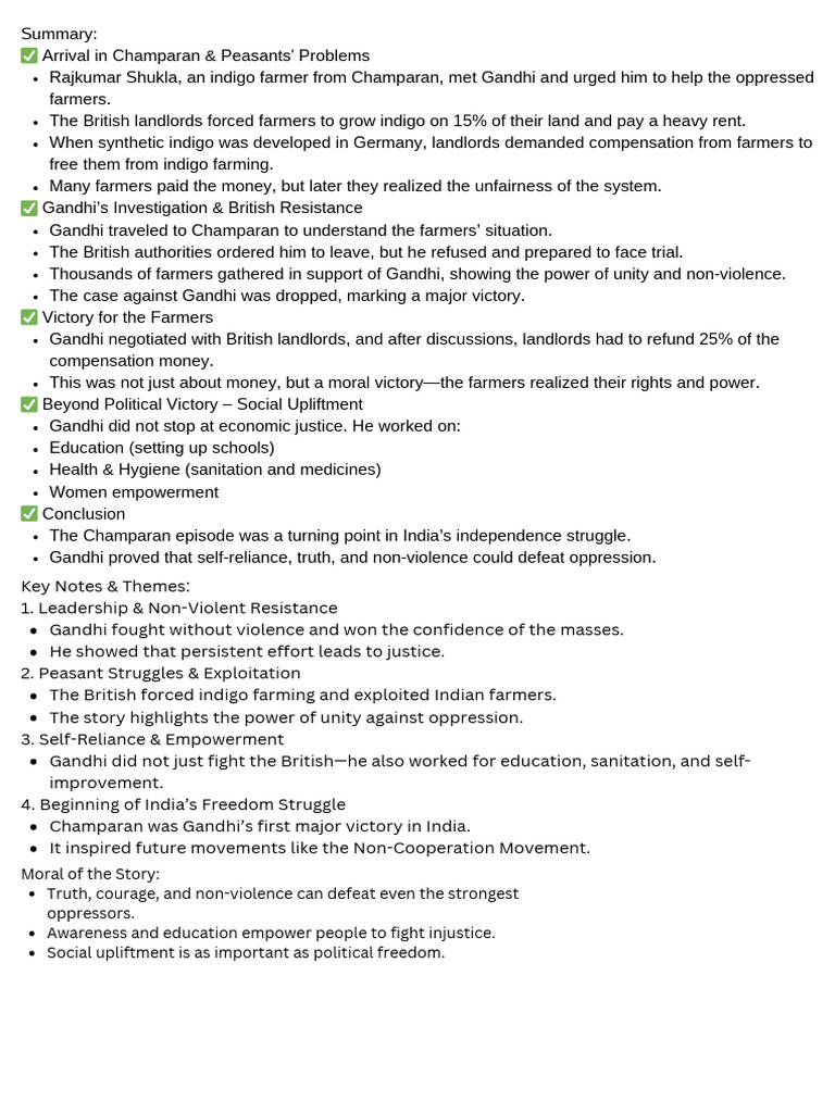 Class 12 Indigo Summary | PDF