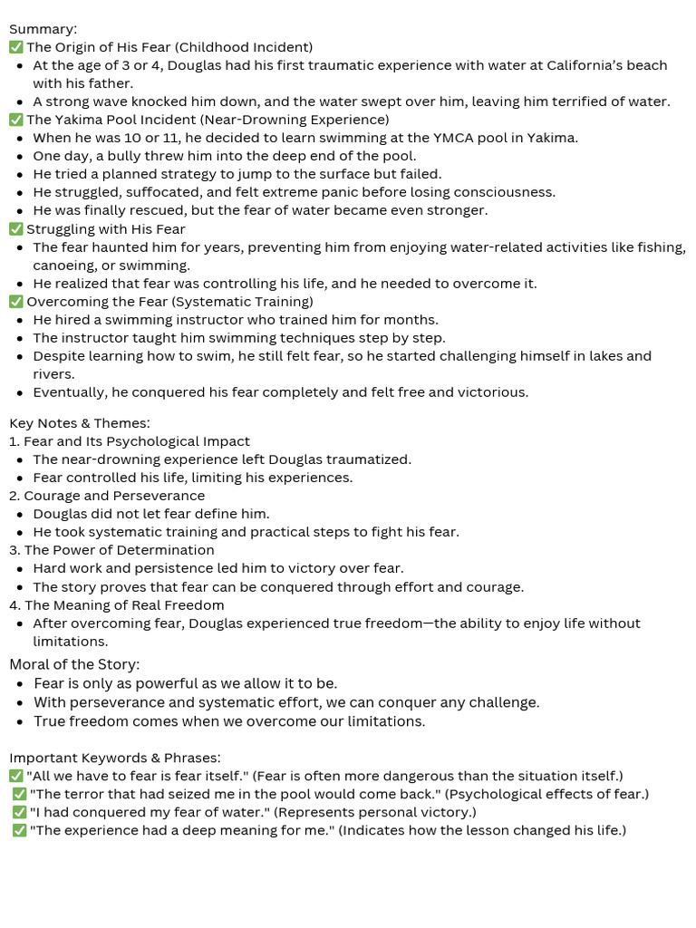 Class 12 Deep Water Summary | PDF