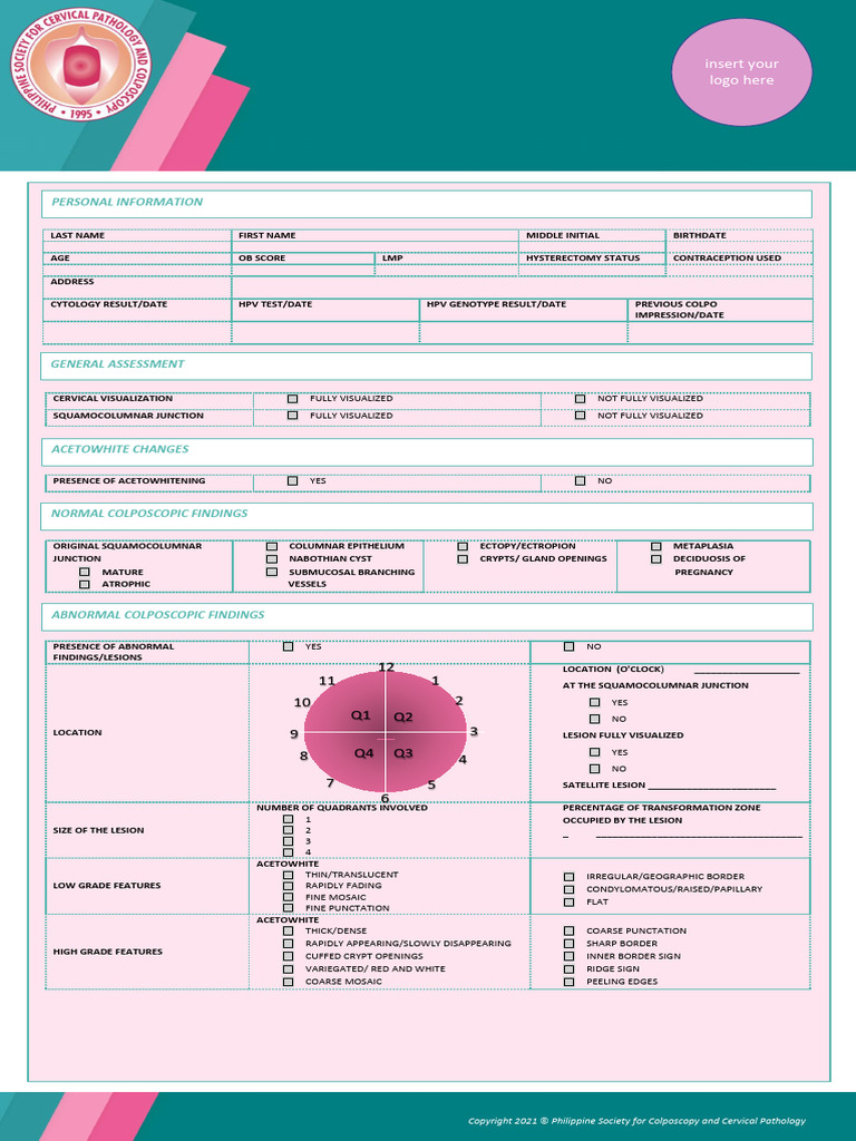 PSCPC Colposcopy Form 2021.1 | PDF | Neoplasms | Diseases And Disorders