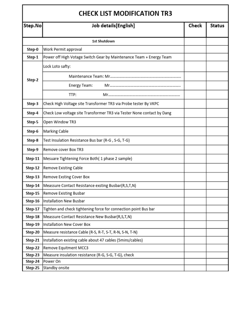 S-D TR3 Check List | PDF