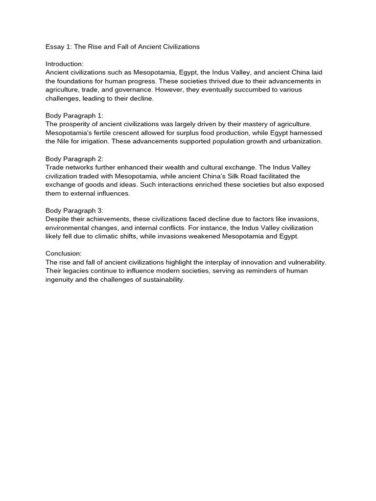 Essay 1_ The Rise and Fall of Ancient Civilizations | PDF