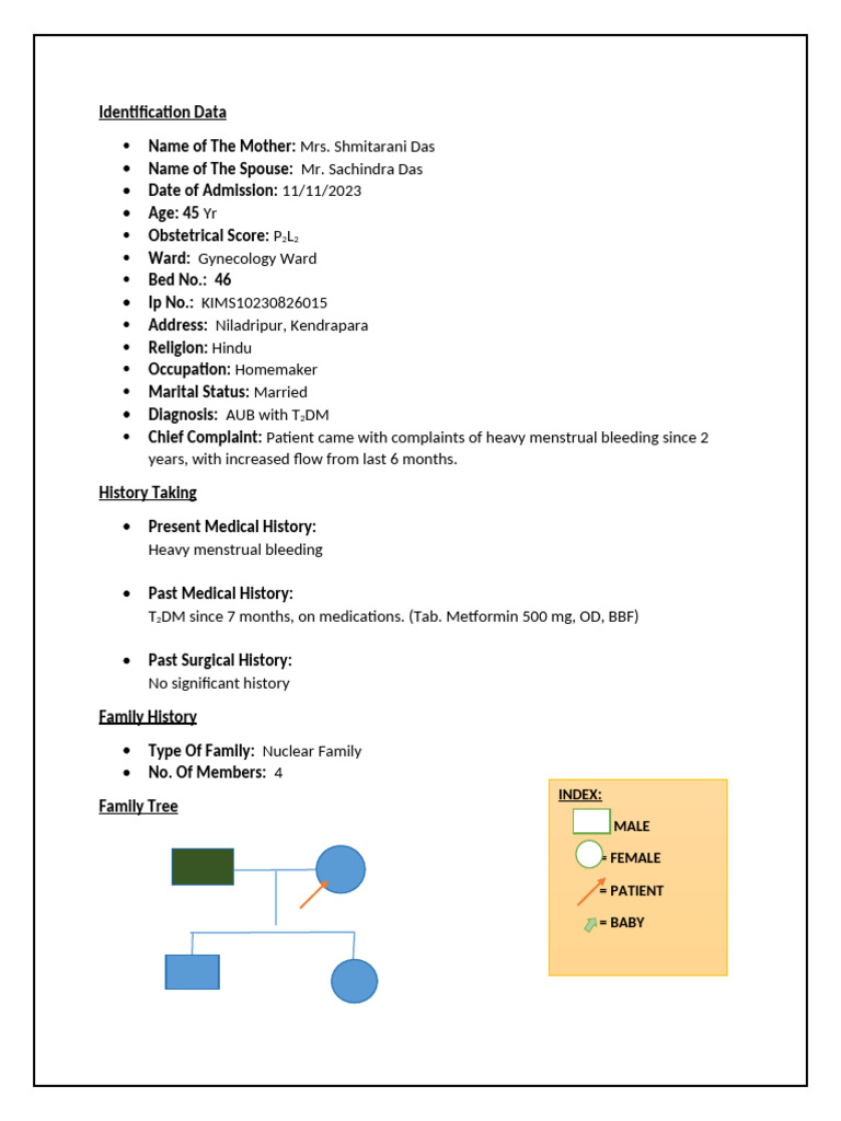 Case Presentation On Aub | PDF | Wound | Clinical Medicine