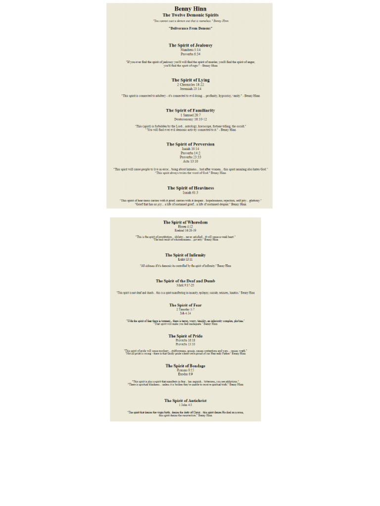 12 Demonic Spirits | PDF
