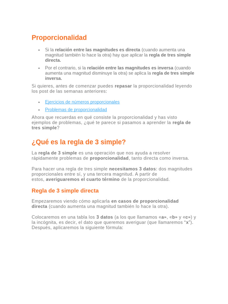 Regla de Tres Simple: Proporcionalidad | PDF