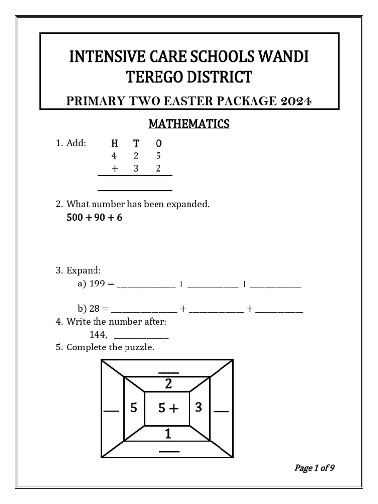 Intensive Care Schools Wandi p.2 Easter Package For All Subjects 2024 by Tr. Babel. | PDF | Adam ...