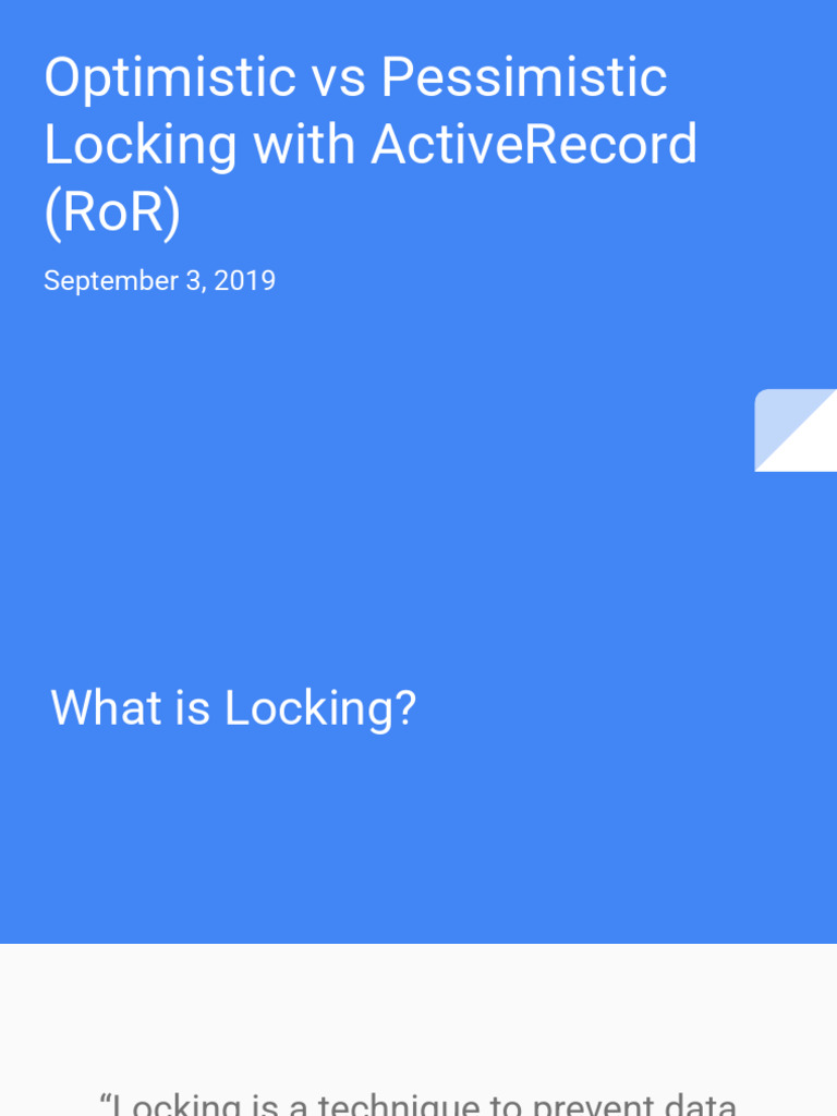 Optimistic vs Pessimistic Locking with ActiveRecord (RoR) | PDF