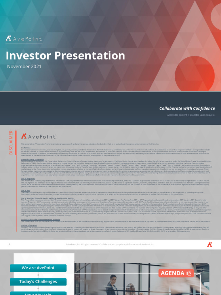 AvePoint Investor Presentation | PDF | Forecasting | Risk