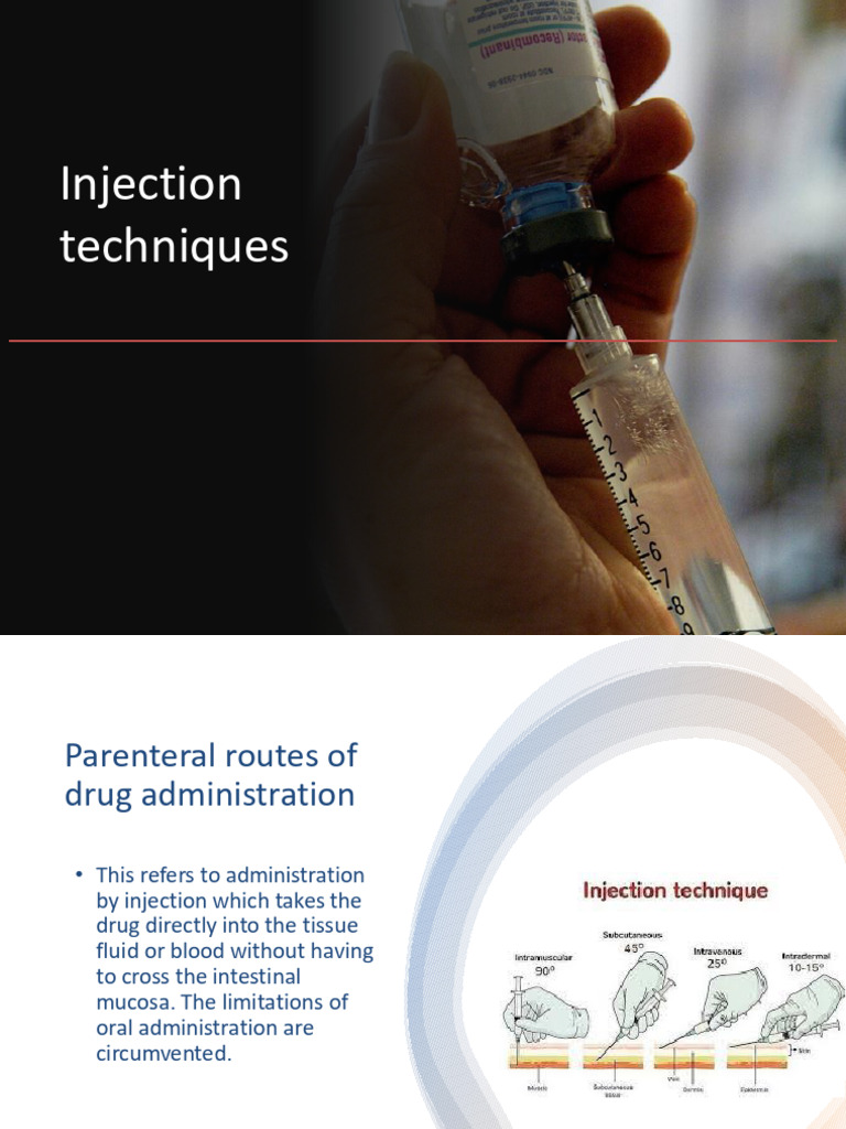 Injection Techniques | PDF | Intravenous Therapy | Injection (Medicine)