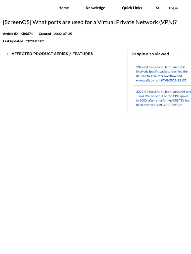 [ScreenOS] What ports are used for a Virtual Private Network (VPN)_ | PDF