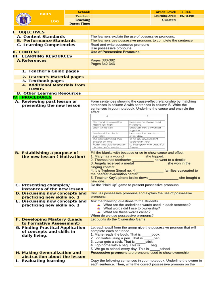 English 3 Cot 1 | PDF | Learning | Behavior Modification