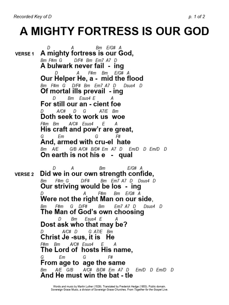 A Mighty Fortress Is Our God Lyrics | PDF | Theology | Religious Belief ...