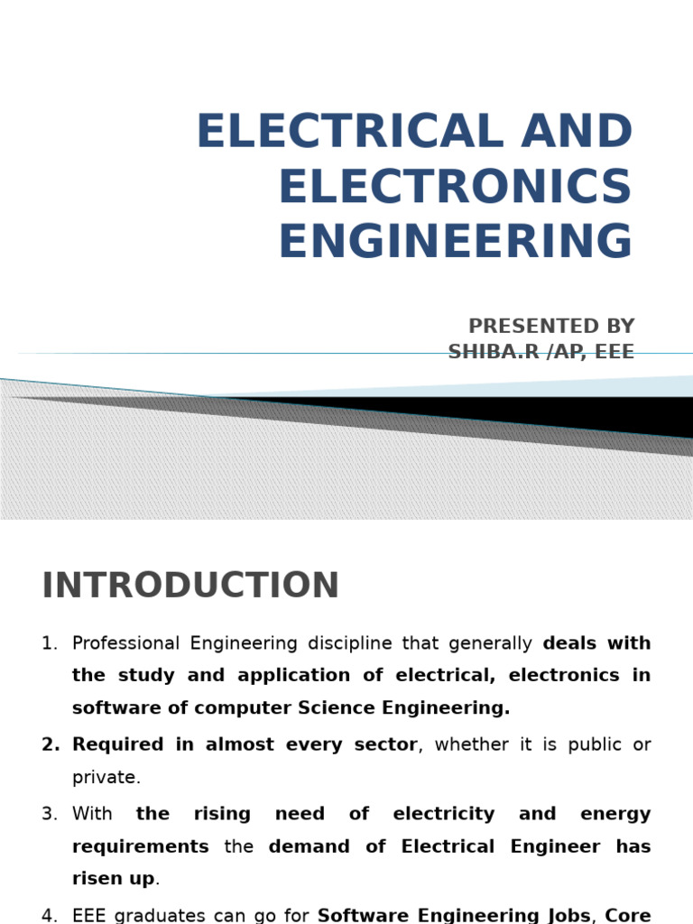 EEE Engineering: Career and Opportunities | PDF | Electronics ...