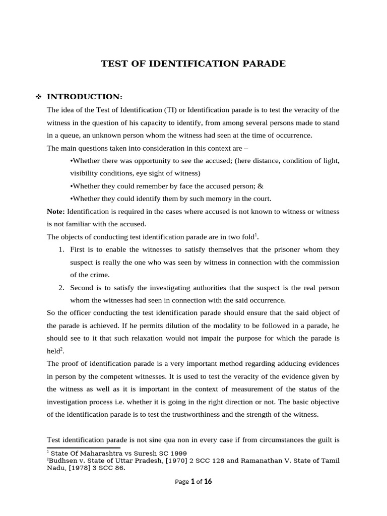 9 Test of Identification Parade | PDF | Criminal Procedure In South ...
