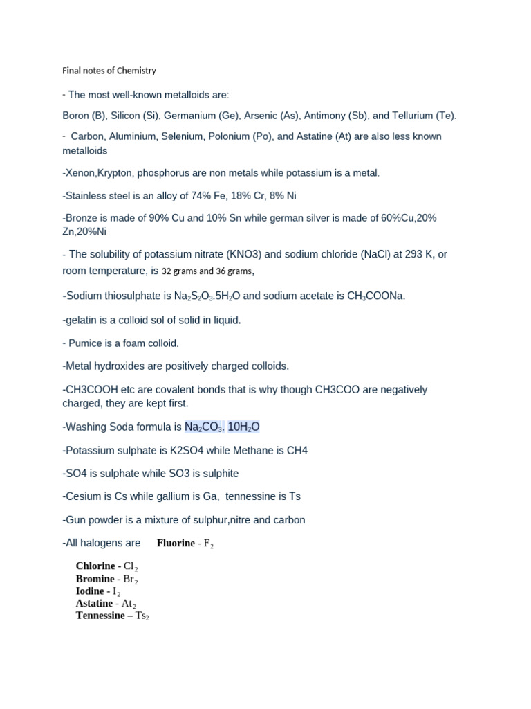 Chemistry Olympiad Class 9 Notes | PDF | Chemical Substances | Chemistry