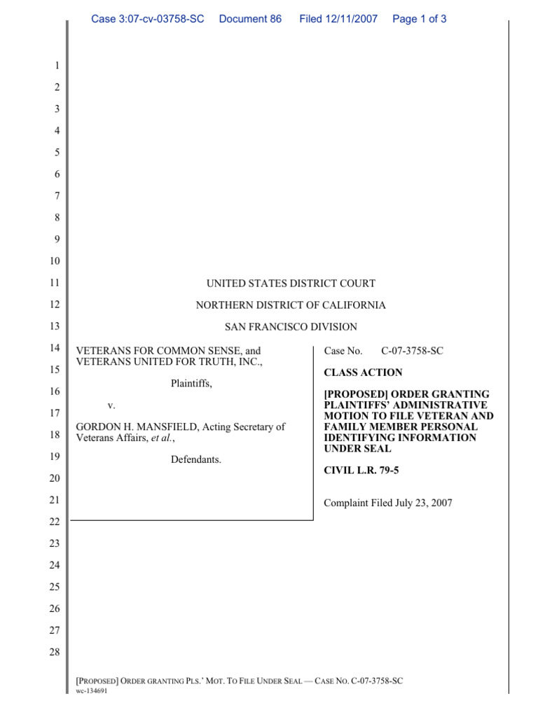 Administrative Motion For Leave To File Documents Under Seal | PDF | Lawsuit | Complaint