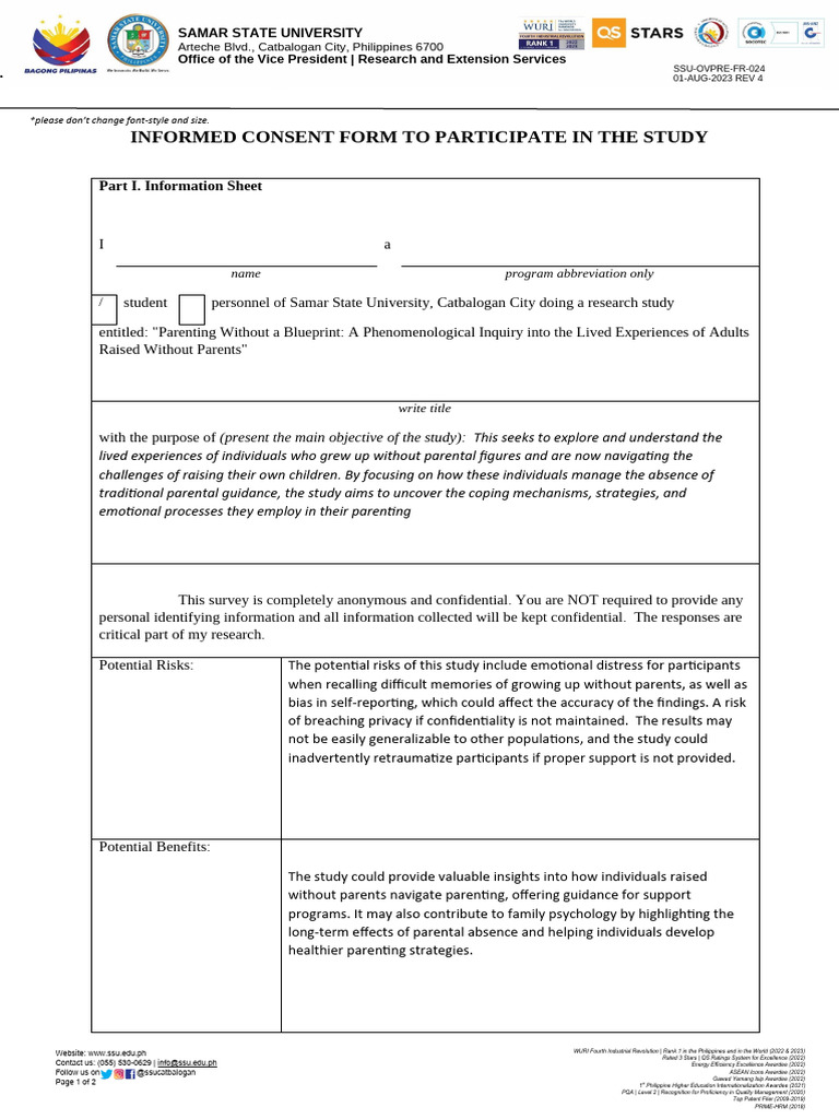 Informed Consent Forms - FINAL | PDF | Psychology | Behavioural Sciences