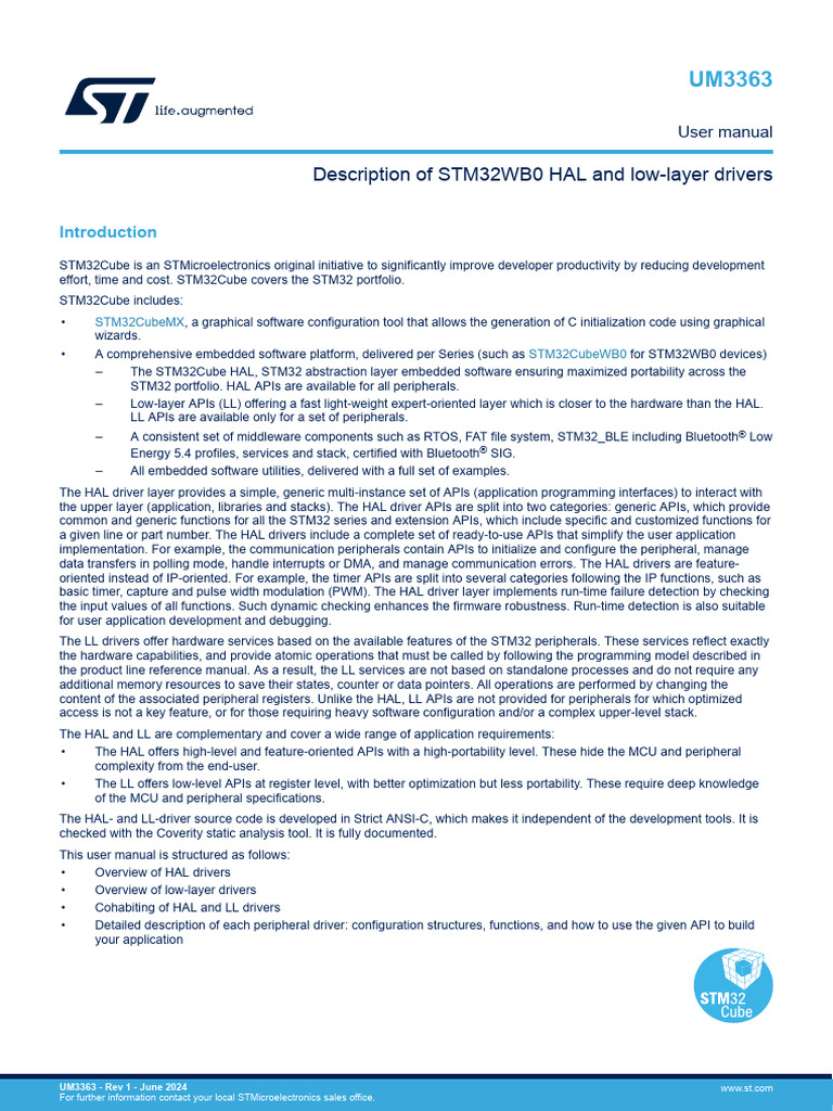 Um3363 Description of Stm32wb0 Hal and Lowlayer Drivers Stmicroelectronics | PDF ...