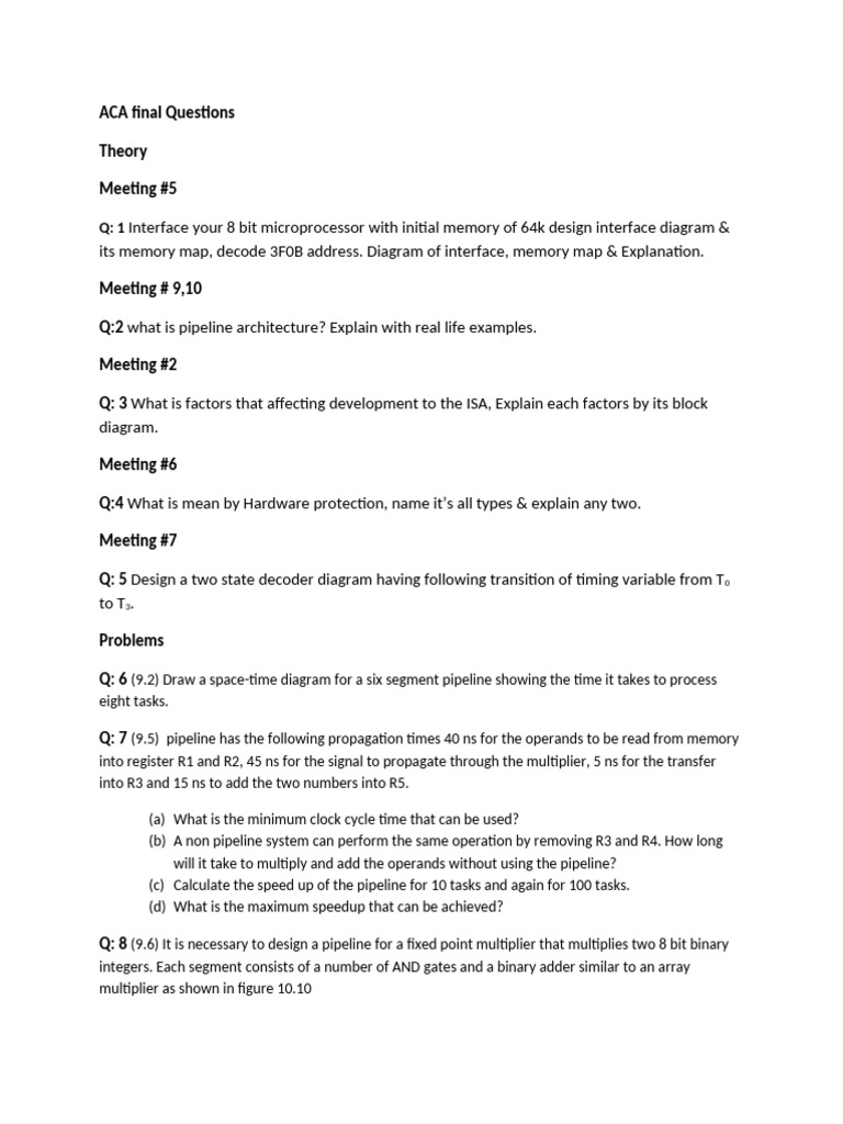 ACA Final Questions (T+P) | PDF