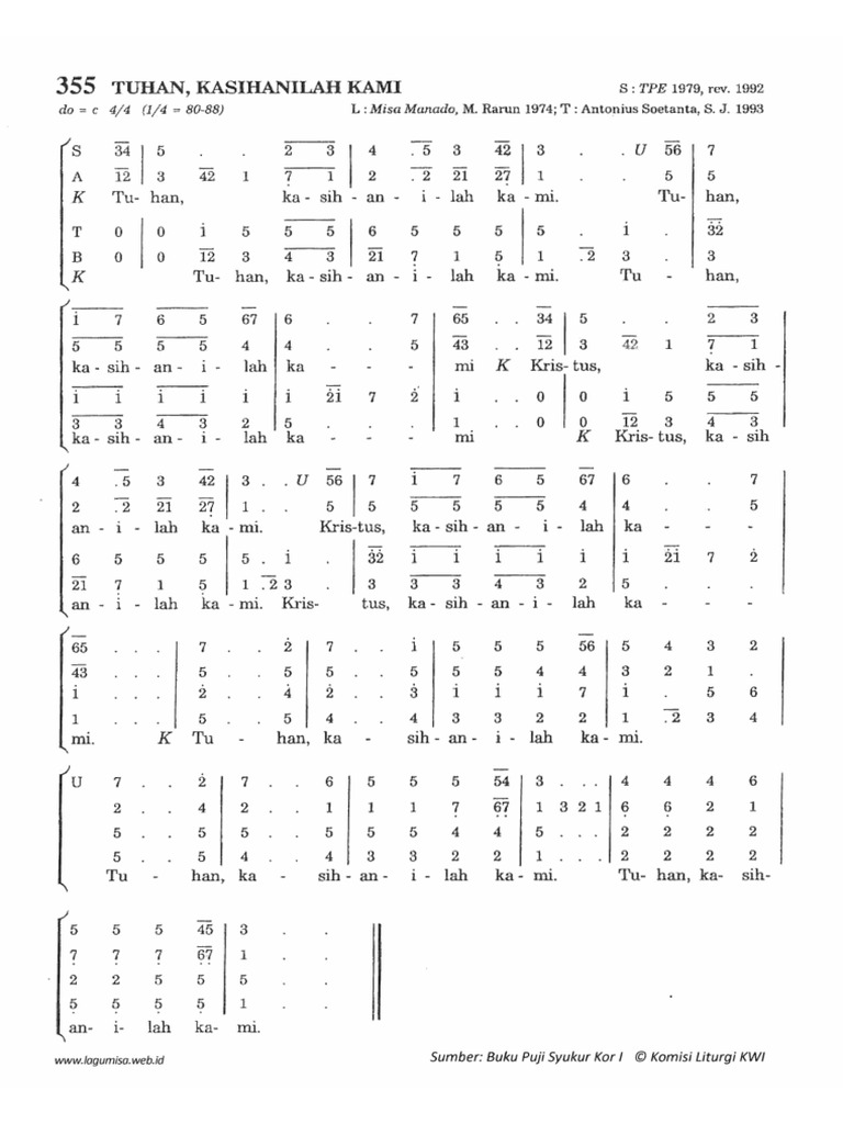 PS 355-356 Kyrie Gloria (Misa Manado) | PDF