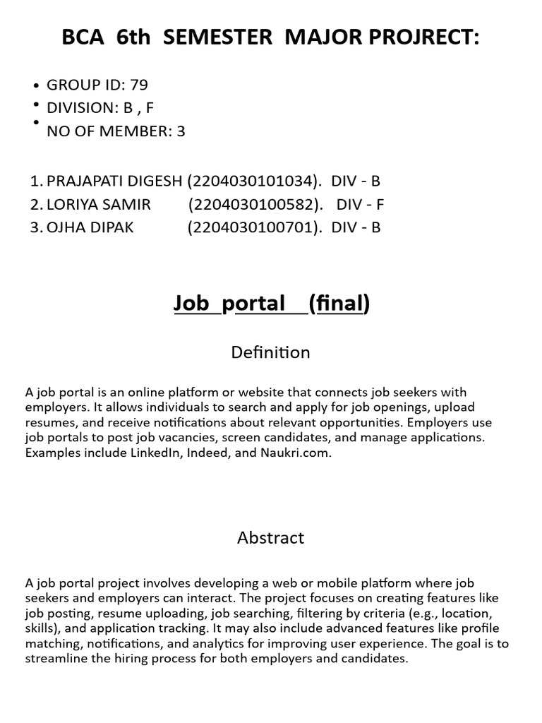 Bca 6Th Semester Major Projrect | PDF