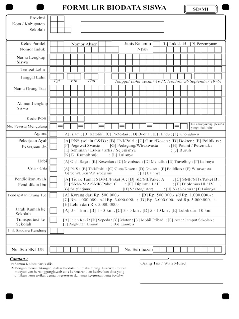 Blanko Dpu Kelas 6 | PDF