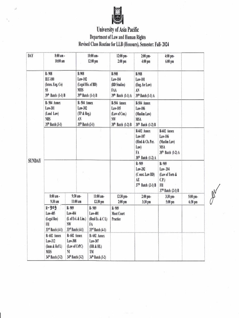 LLB Class Routine Fall 2024 | PDF | Justice | Crime & Violence