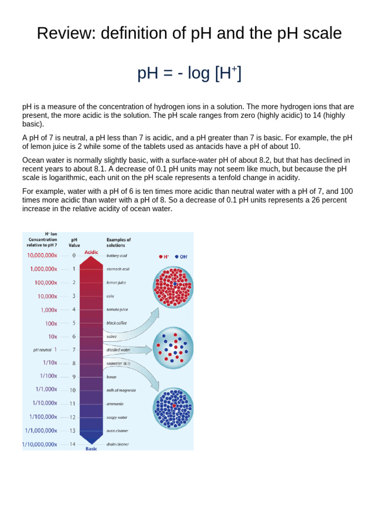 pH Scale: Definition and Importance | PDF