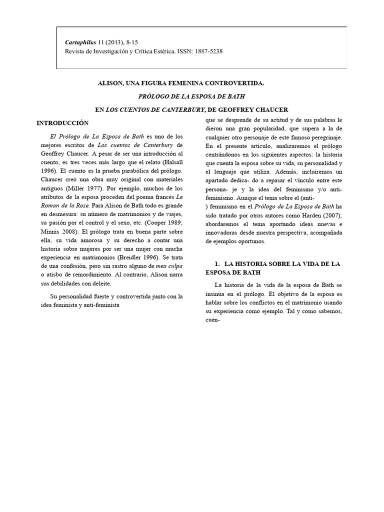 Clase-2 - (2), Chaucer. La Esposa de Baht. Alison | PDF | Feminismo ...