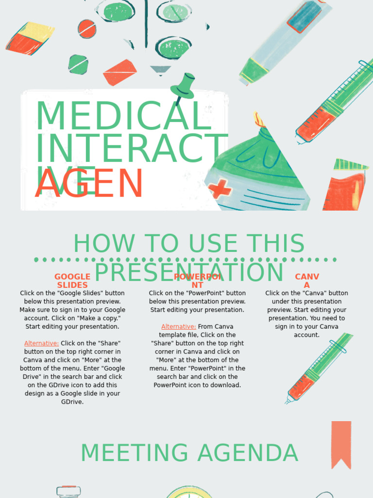 Green Red and Yellow Hand Drawn Illustrative Medical Interactive Agenda ...