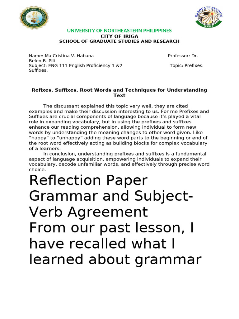 Mastering Prefixes and Grammar Skills | PDF | Subject (Grammar ...