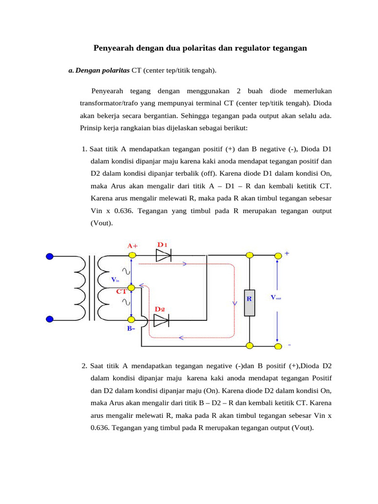 Penyearah Dengan Dua Polaritas Dan Regulator Tegangan 1 | PDF