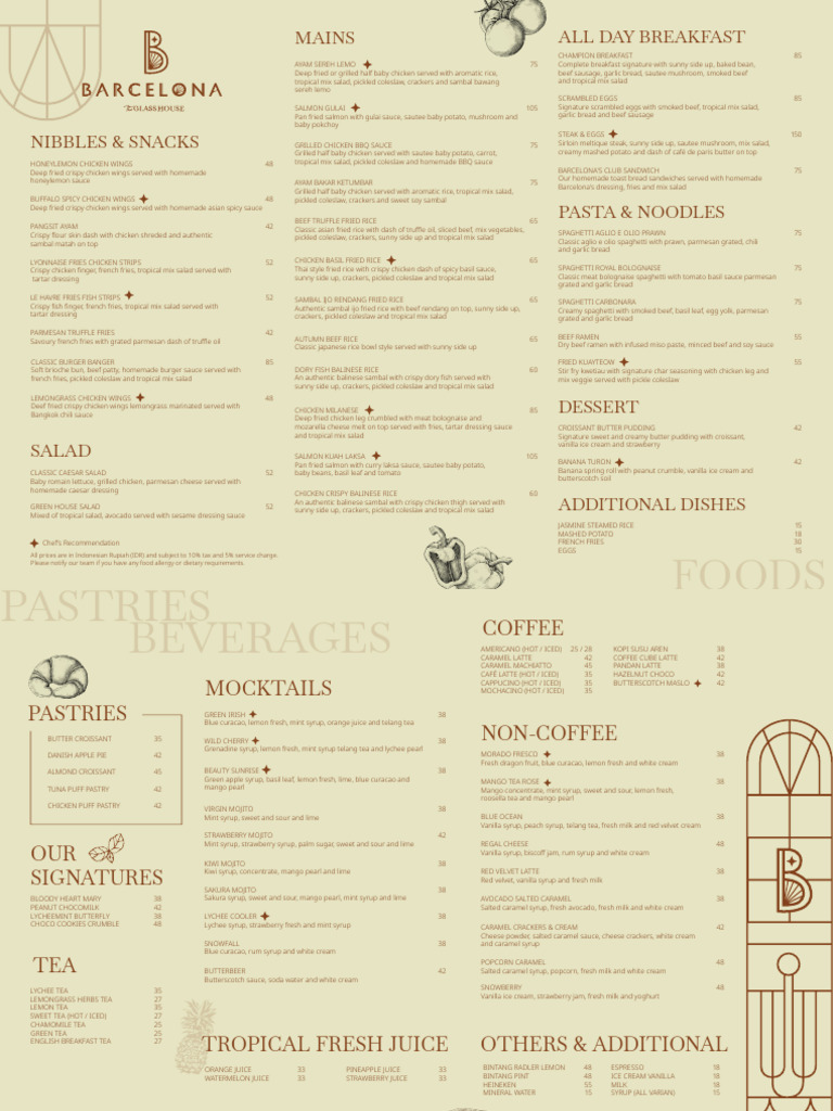 Barcelona Menu | PDF | Sauce | Foods