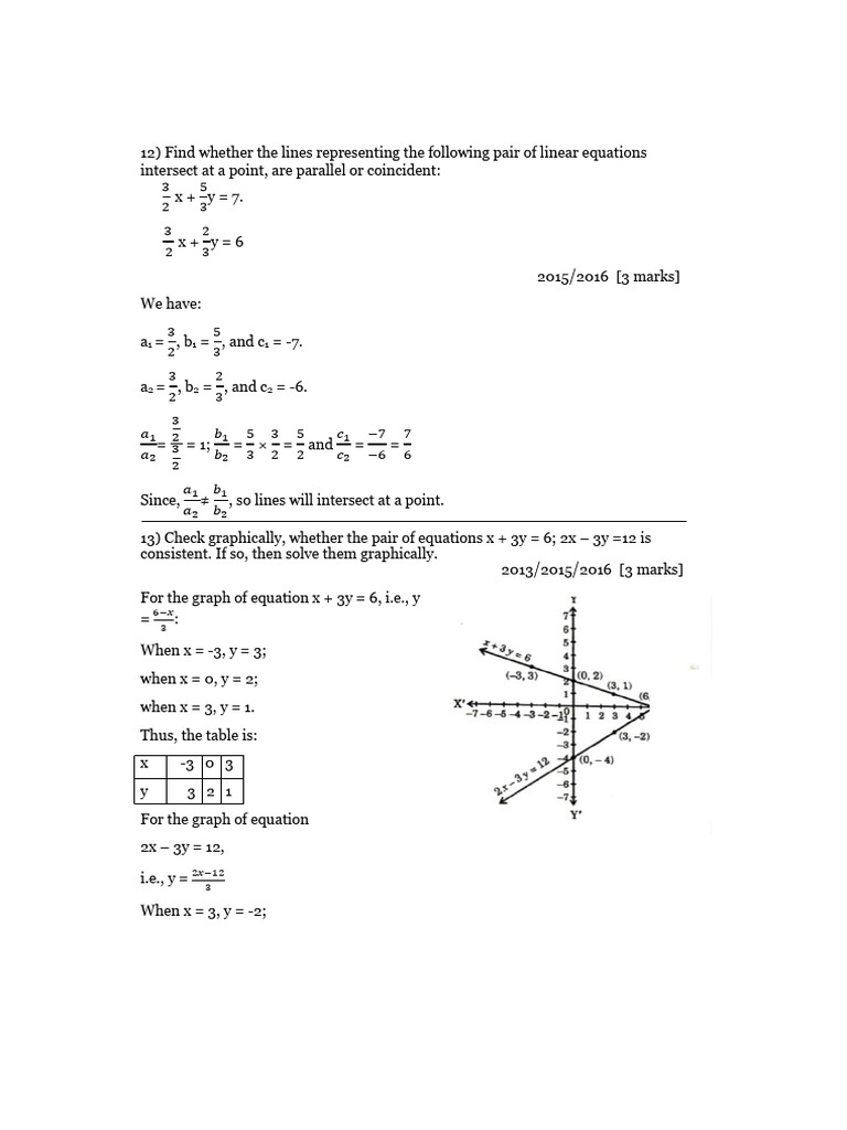 Pair of Linear Equations in Two Variables | PDF | Equations | Mathematics