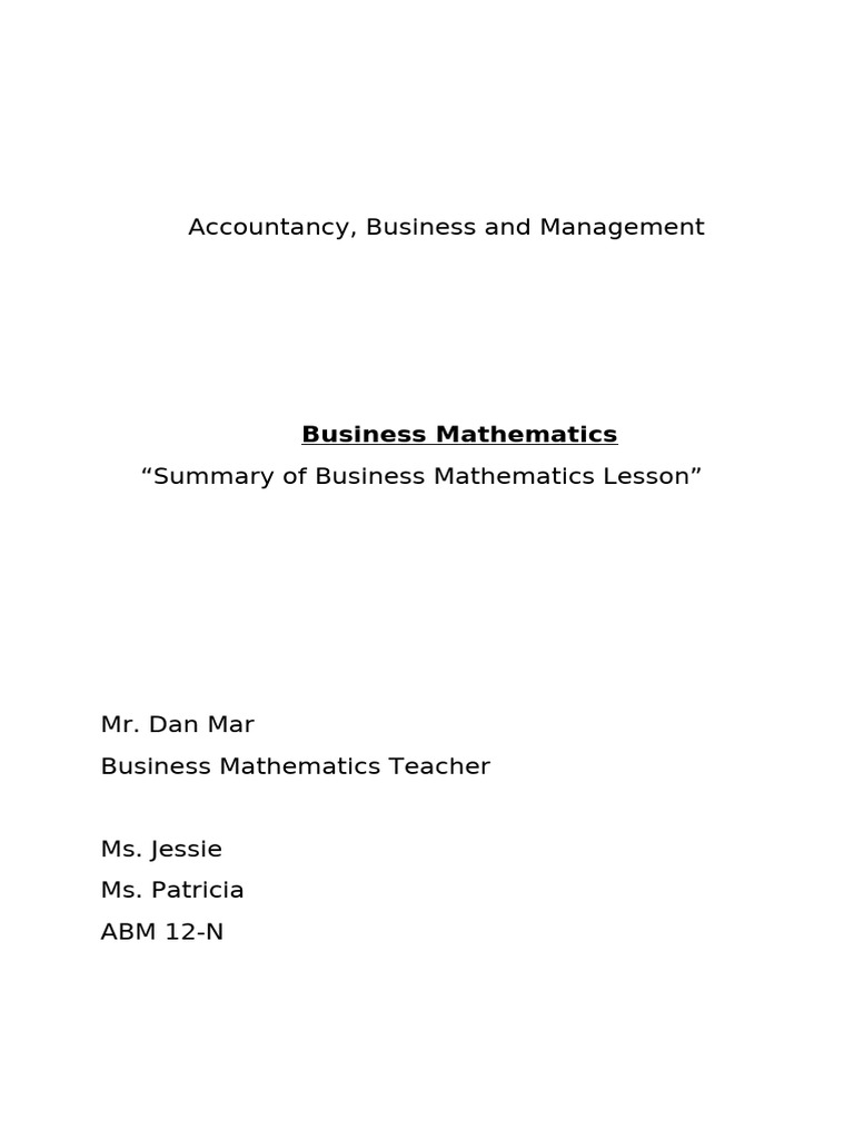Business Mathematics Overview: Fractions & Decimals | PDF | Odds ...