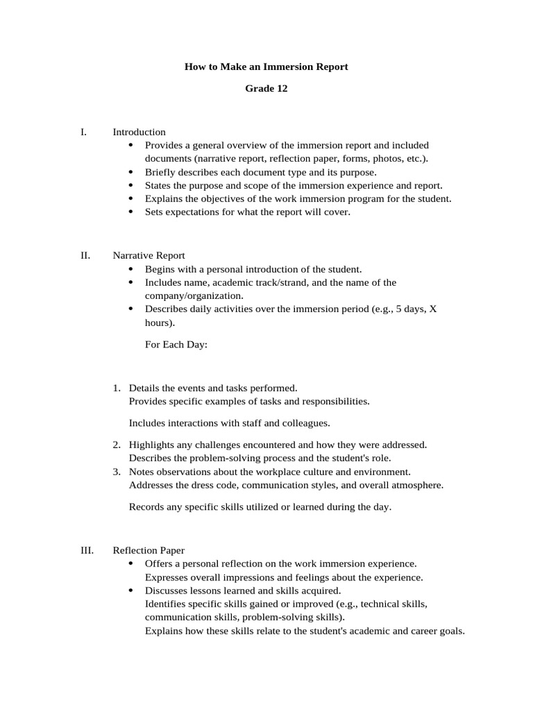 How To Make An Immersion Report | PDF | Experience | Communication