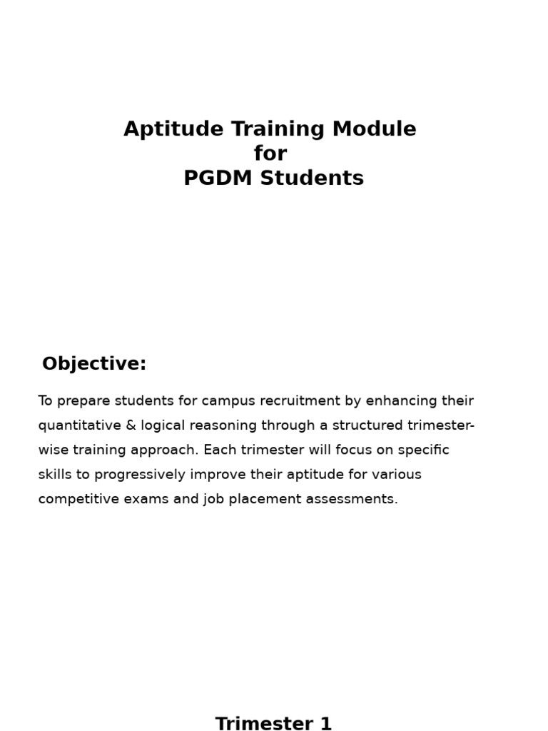 Aptitude Training for PGDM Students | PDF | Reason | Logic