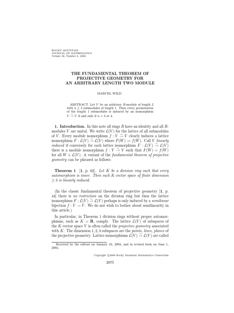 Wild2006rmjm - The Fundamental Theorem of Projective Geometry For An ...