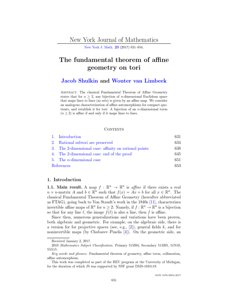 Shulkin-Vanlimbeek2017nyjm - The Fundamental Theorem of Affine Geometry ...