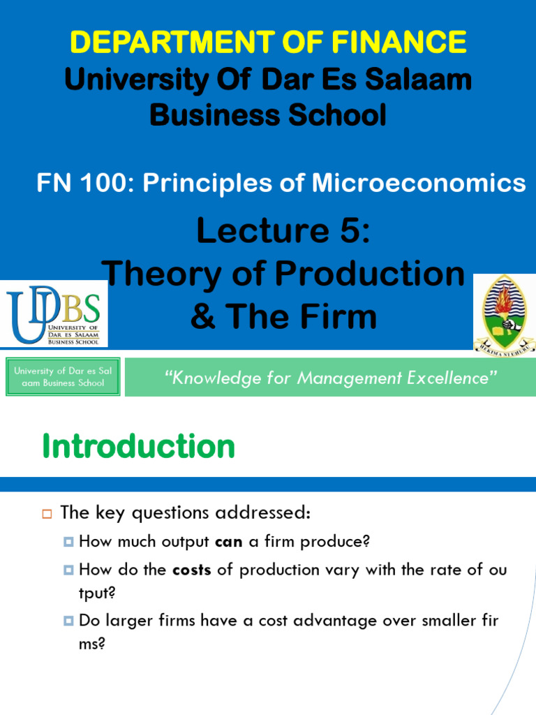 FN100 Lecture 5 Theory of Production and The Firm | PDF | Marginal Cost | Production Function