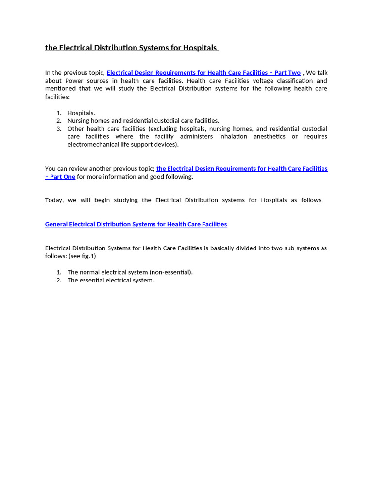 Electrical Systems in Hospitals Explained | PDF | Electric Power ...