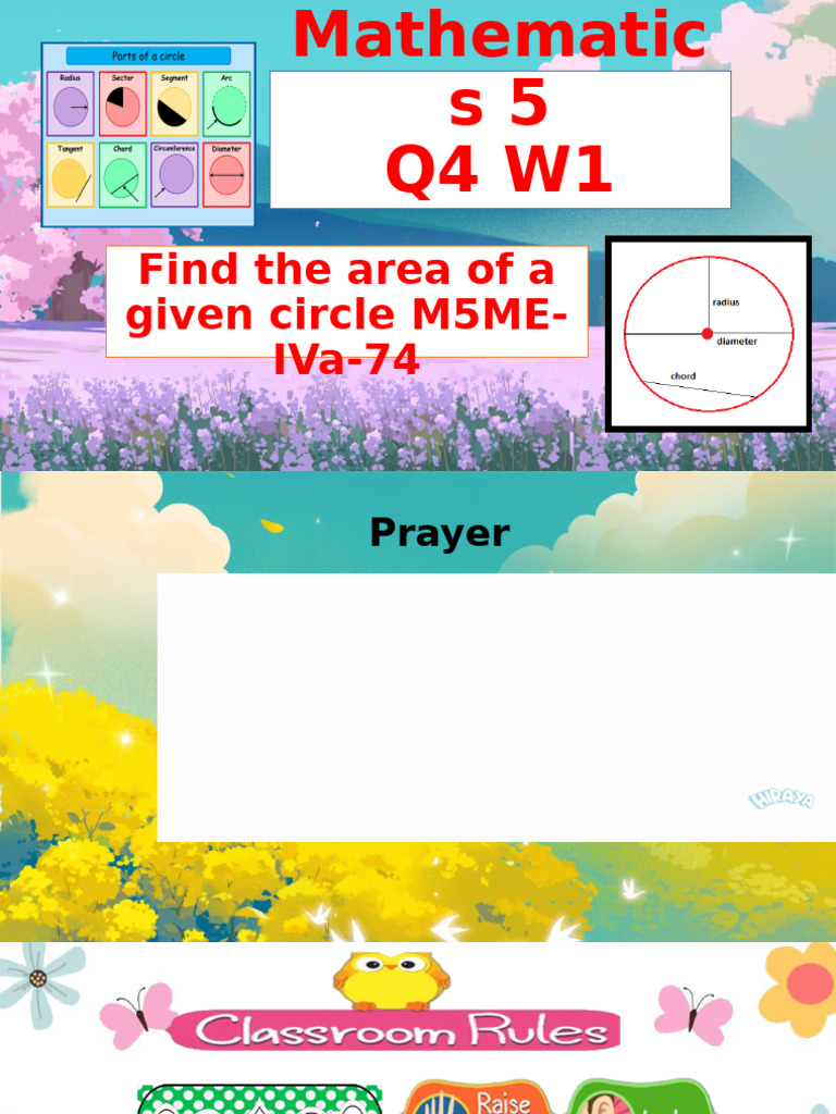 Math 5 Q4 w1 - Finding The Area of A Given Circle | PDF | Area | Circle
