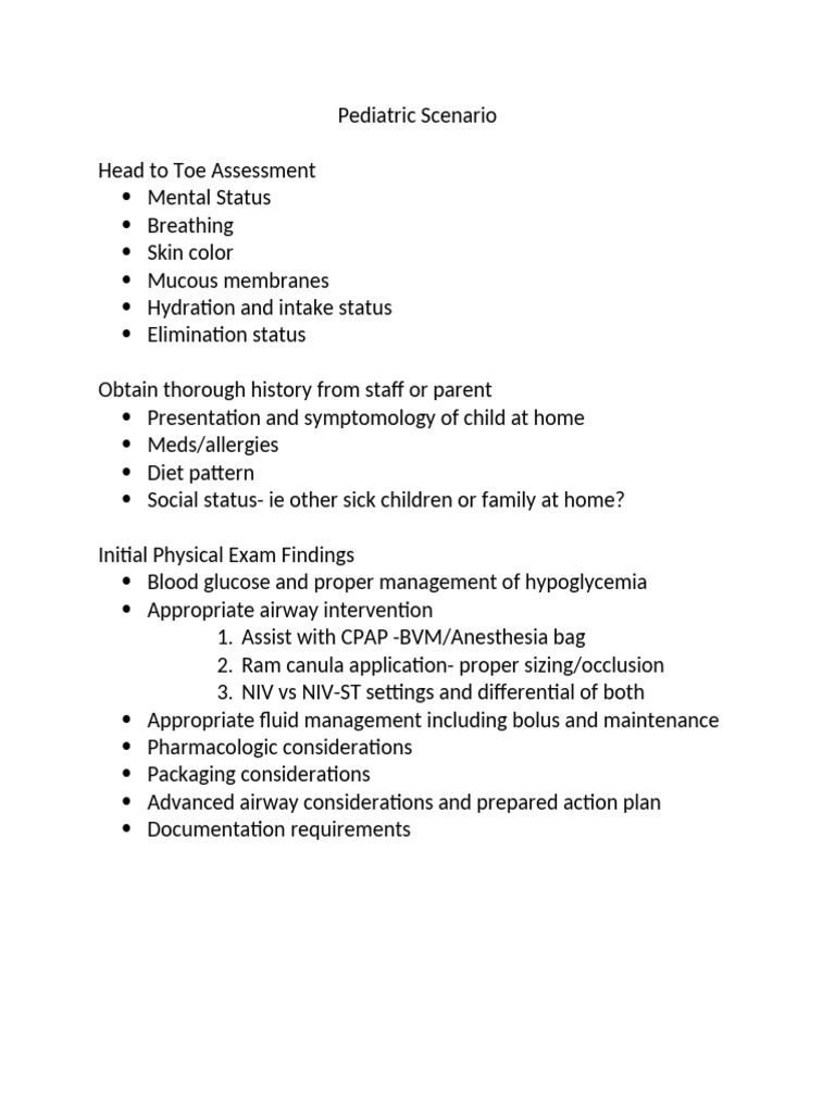 Pediatric Scenario | PDF