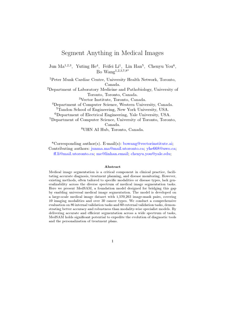 Segment Anything in Medical Images | PDF | Medical Imaging | Image ...