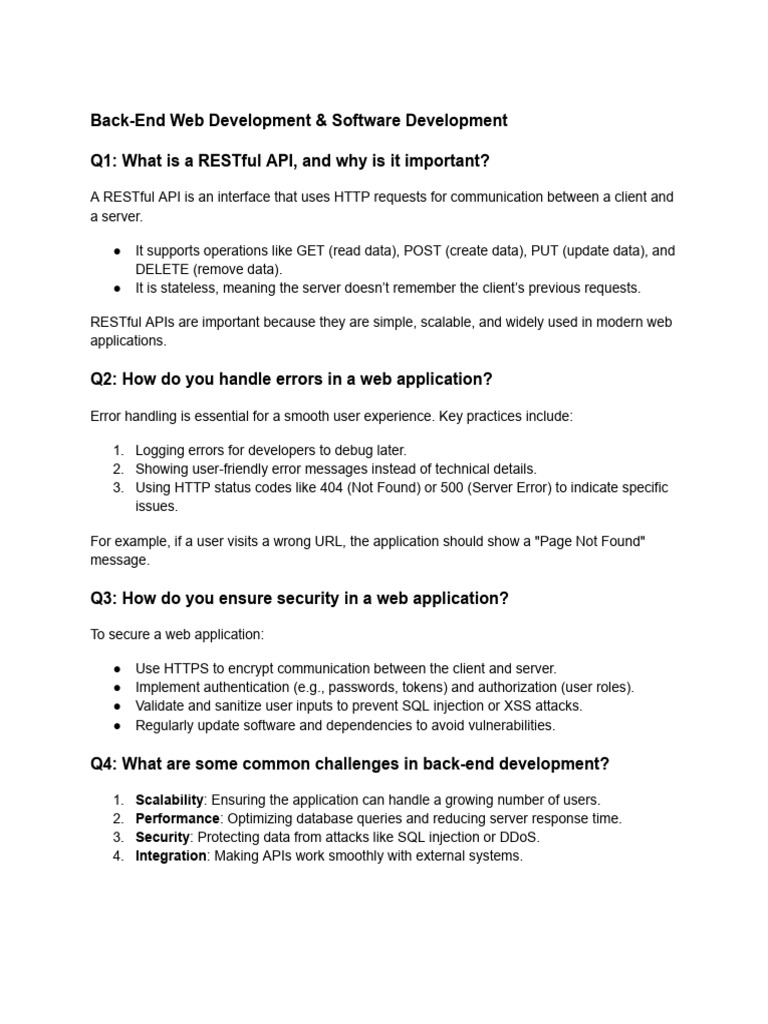 Back-End Development: APIs, Security, Best Practices | PDF | Method ...