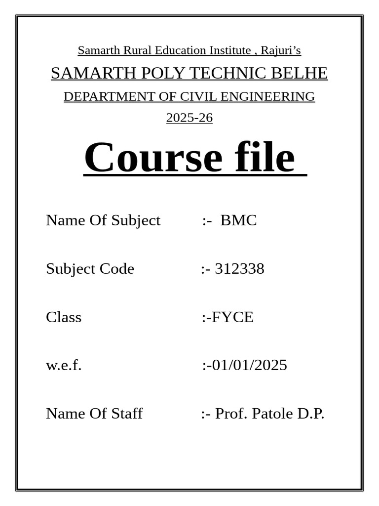 Course File Cover Page | PDF