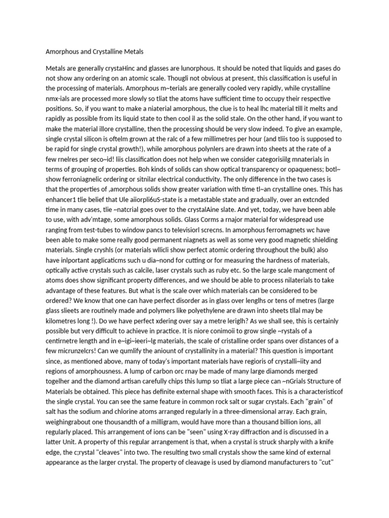 Amorphous and Crystalline Metals | PDF | Crystallite | Crystal